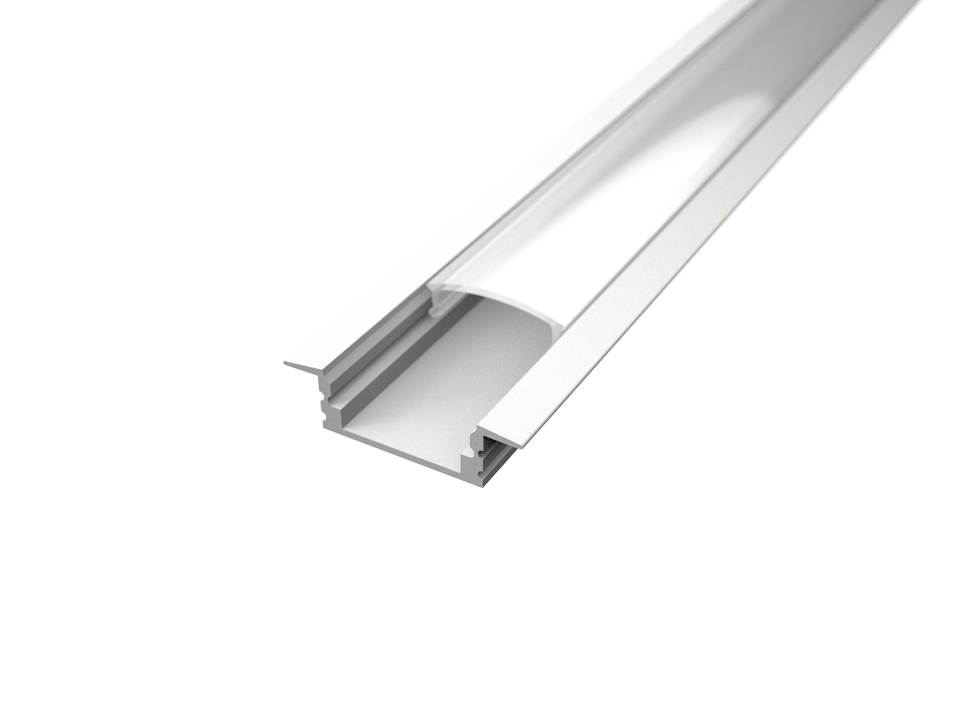 White Recessed Aluminium LED Profile + Opal Diffuser | 2m length ...